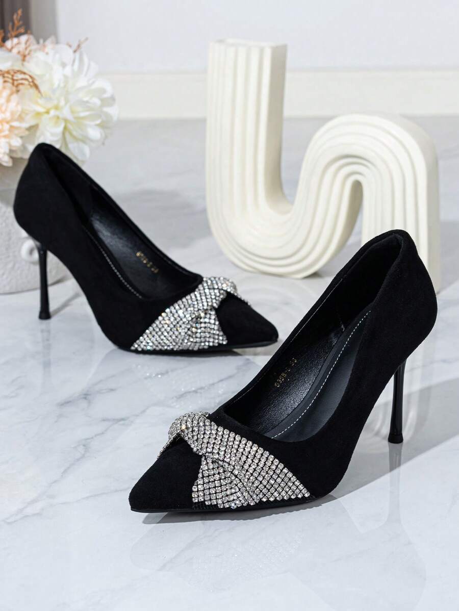 Pointed High Heels For Women, Stiletto Heels, Rhinestones, Shallow ...