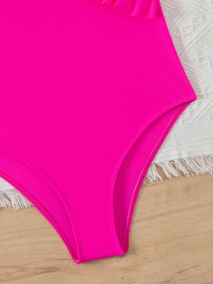 Teenage Girl Color-Blocked Ruffled One-Piece Bathing Suit In Simple ...