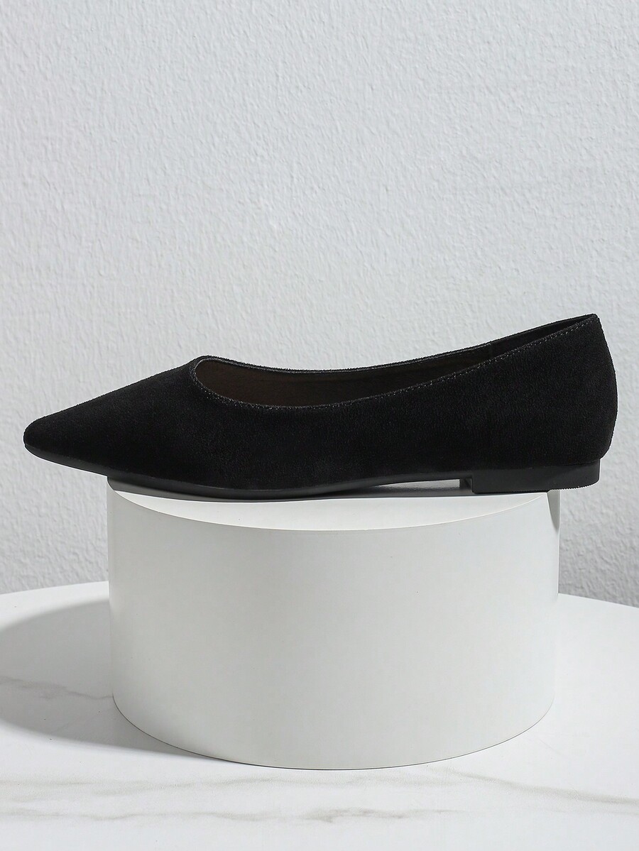 Women Black Flat Work Shoes, Low Heel Soft Bottom Slip-On Shoe With A ...