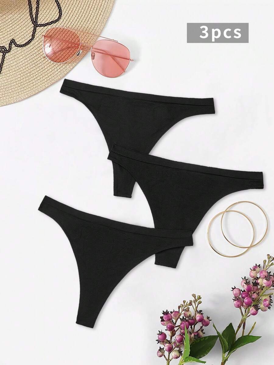 SHEIN Sport Studio Plus Size Women Solid Color Simple Sports Thong Panties | SHEIN USA