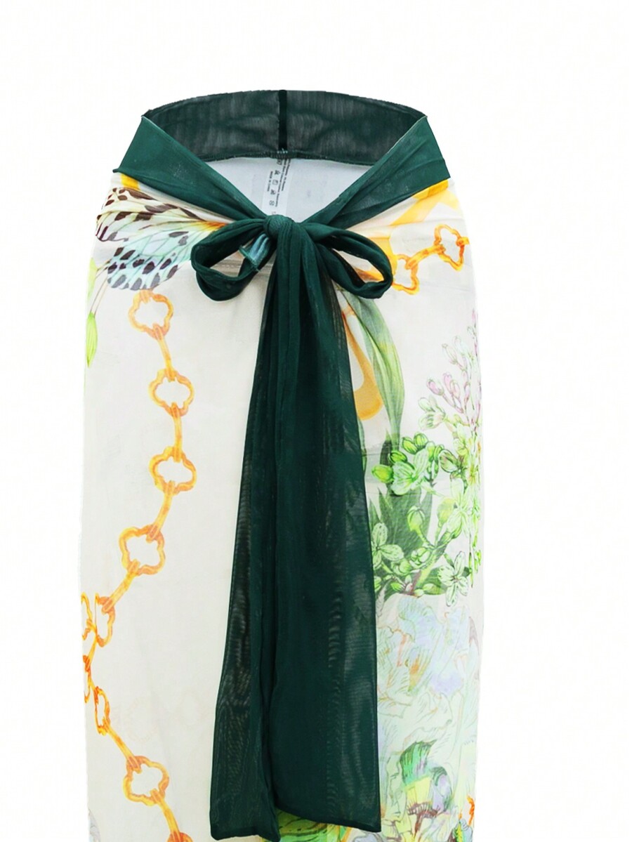 SHEIN Swim Oasis Plus Size Summer Beach One-Piece Swimsuit And Skirt ...