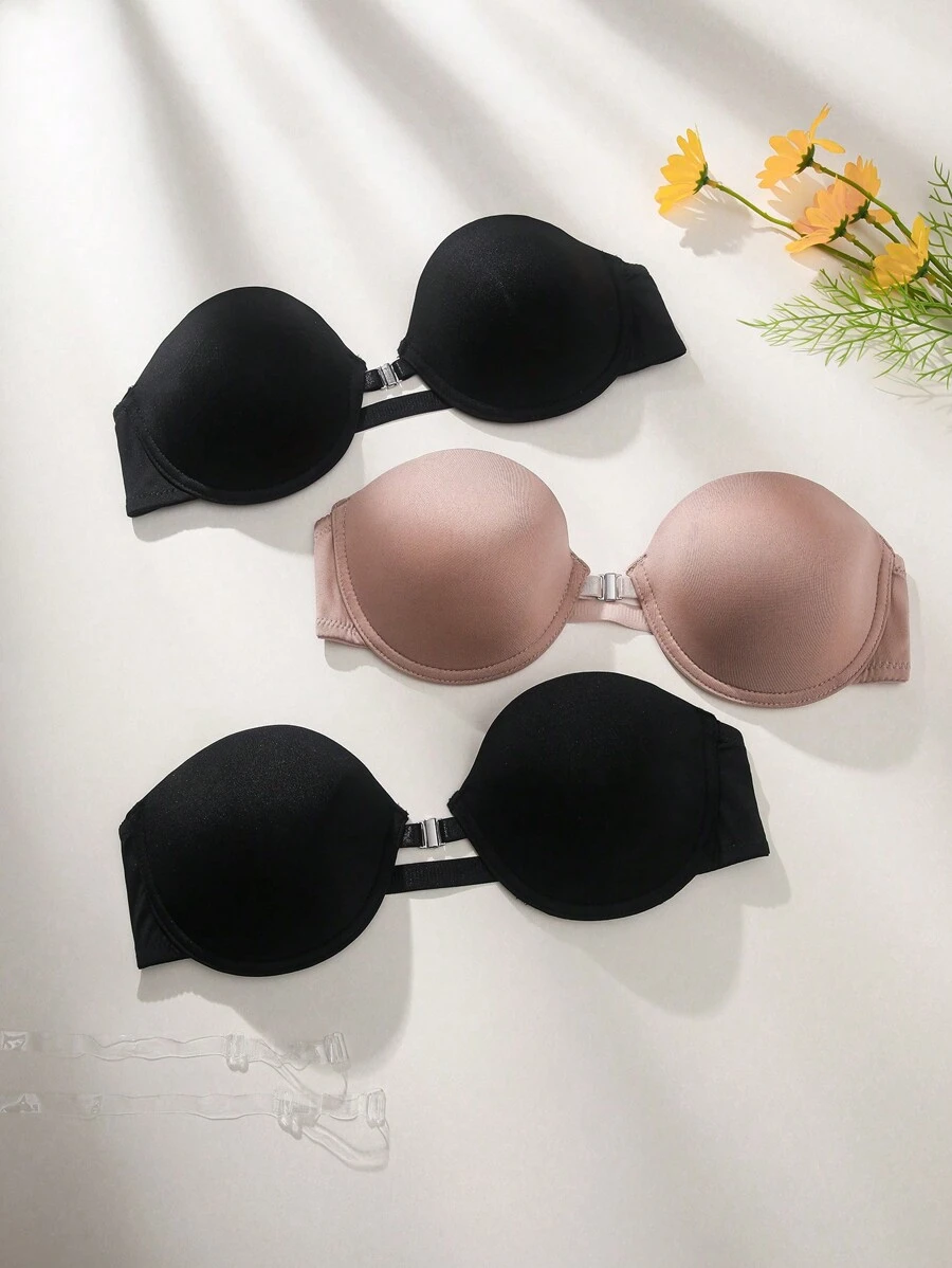 Women's Padded Strapless Bra Set, 3 Pieces | SHEIN USA