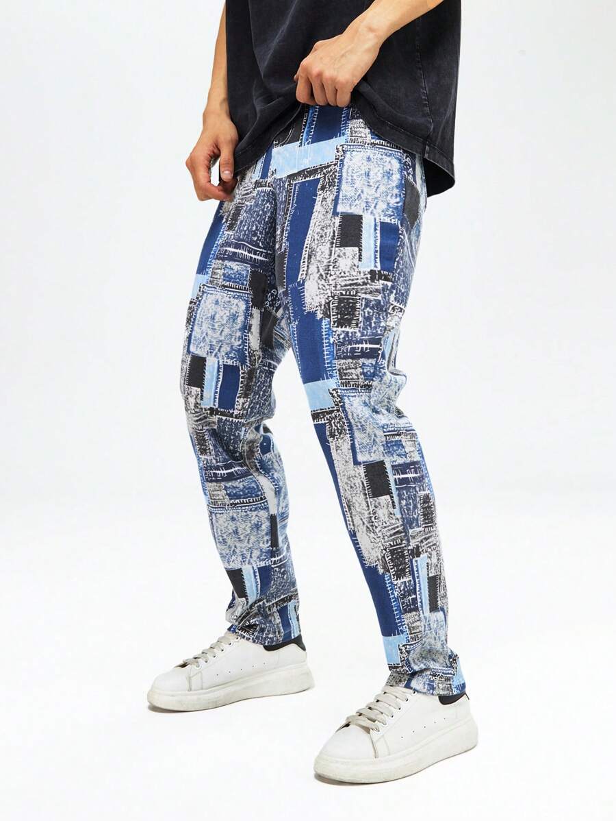 Manfinity LEGND Men All-Over Allover Print SlimStraight Fit Jeans ...