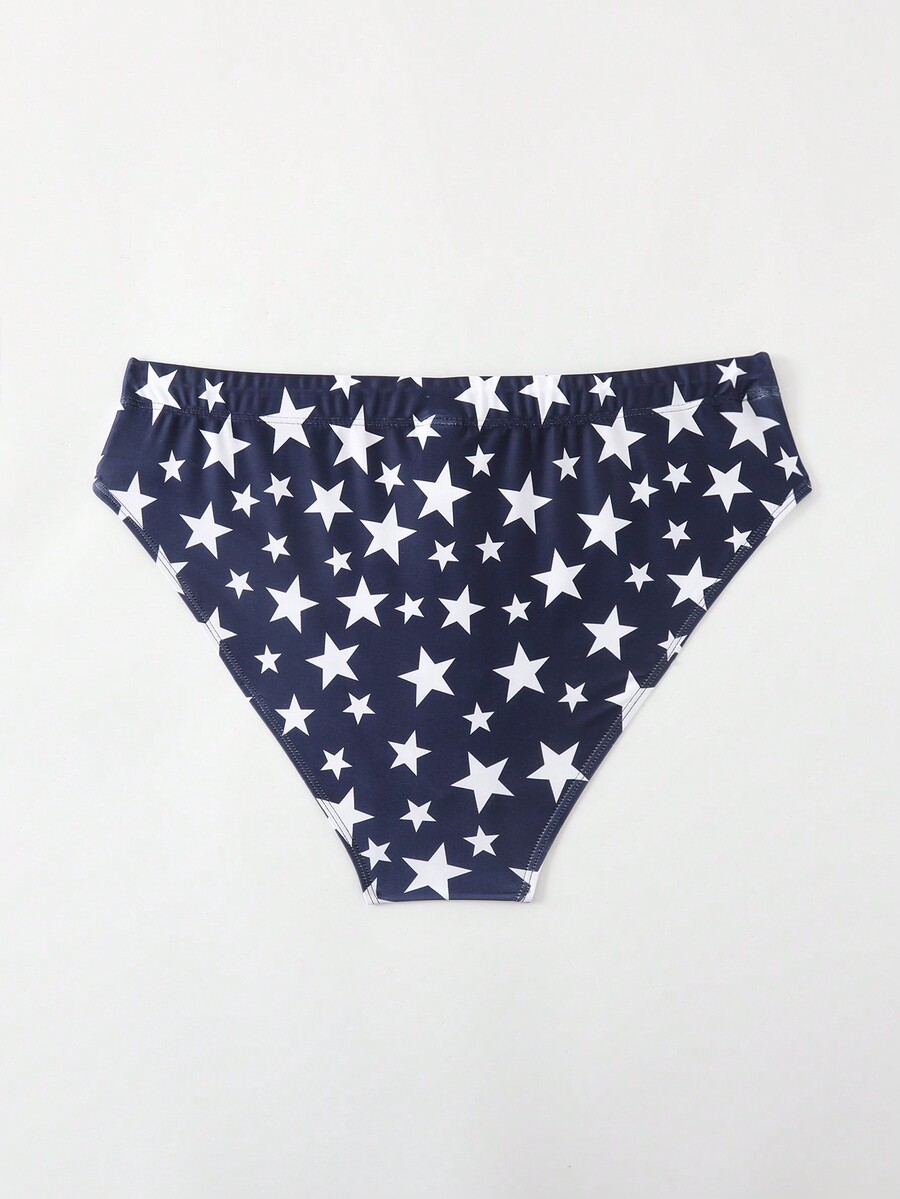 Manfinity Men Plus Size Star Printed Drawstring Waist Triangle Swimming ...