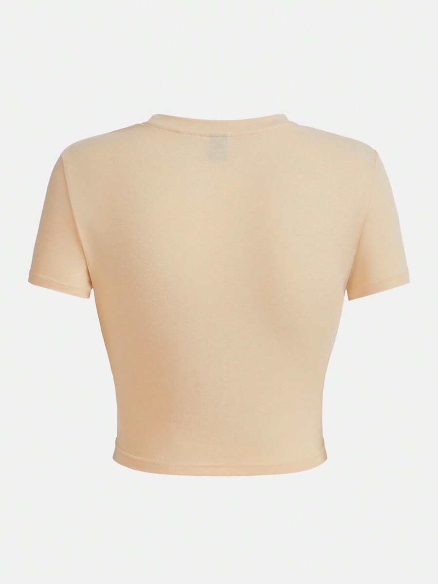 SHEIN Comfortcana Casual Palm Tree Waves & Dolphin Print Apricot Round ...