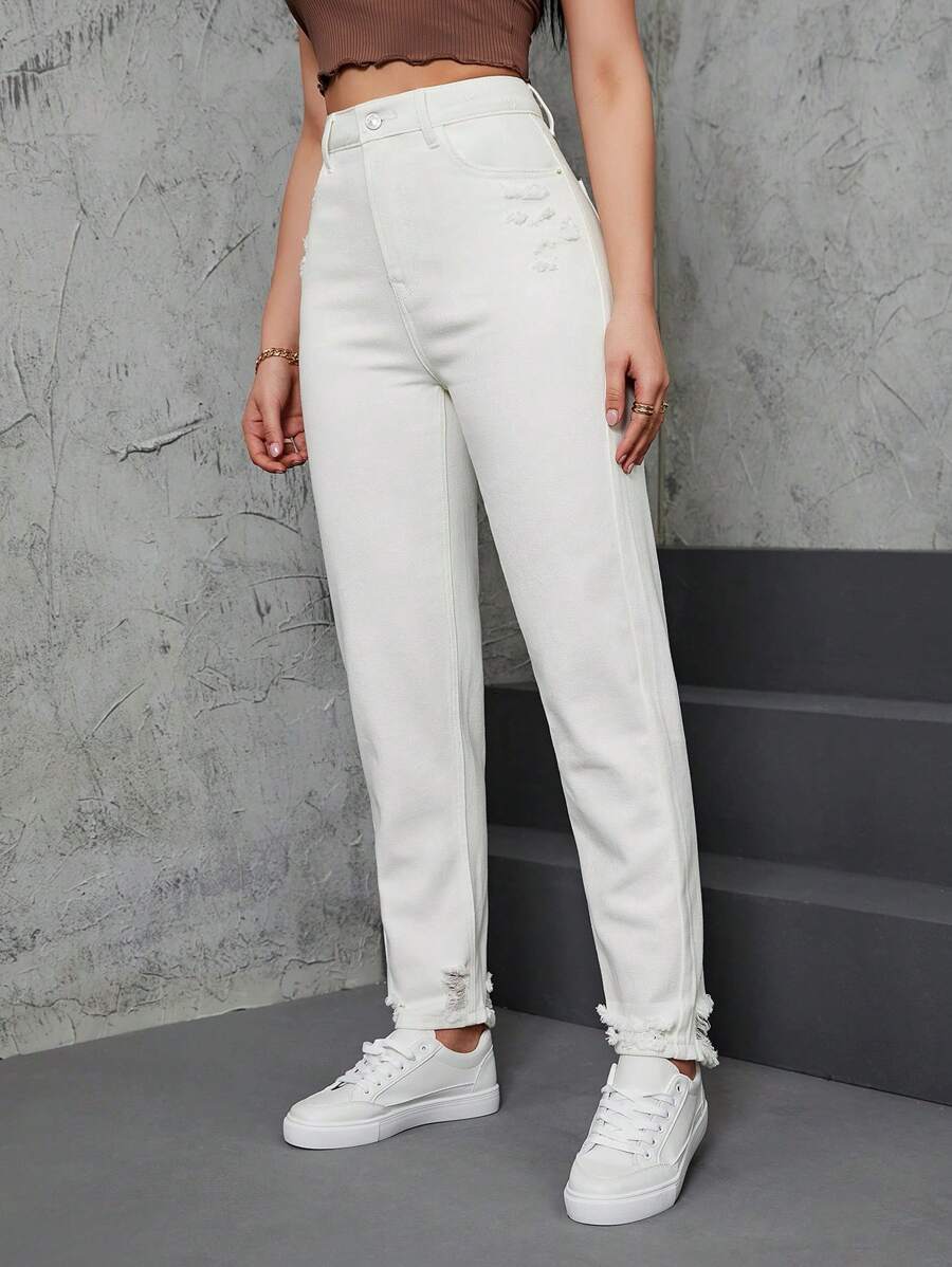 SHEIN EZwear Women Casual Cone-Shaped Jeans With Pockets, Suitable For ...