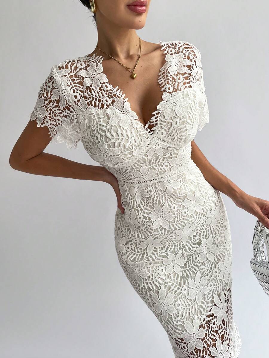 Firerie Women's Full Lace Bridesmaid Dress, Elegant & Romantic Dress ...