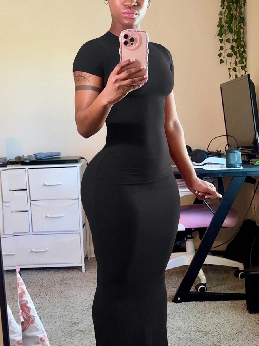 INAWLY Women SpringSummer Casual Solid Color Bodycon Dress | SHEIN USA