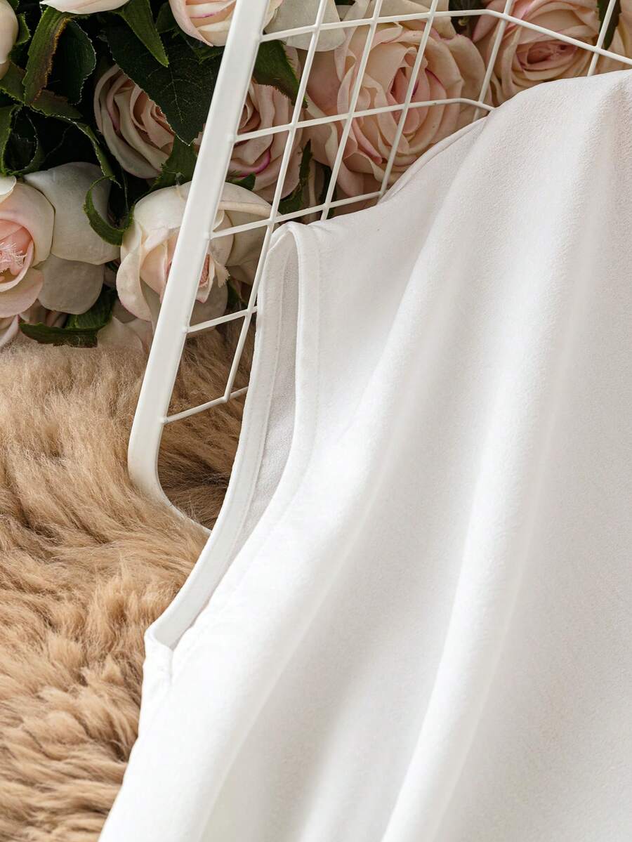 SHEIN Frenchy Blusa bianca elegante da ufficio casual estiva da donna ...