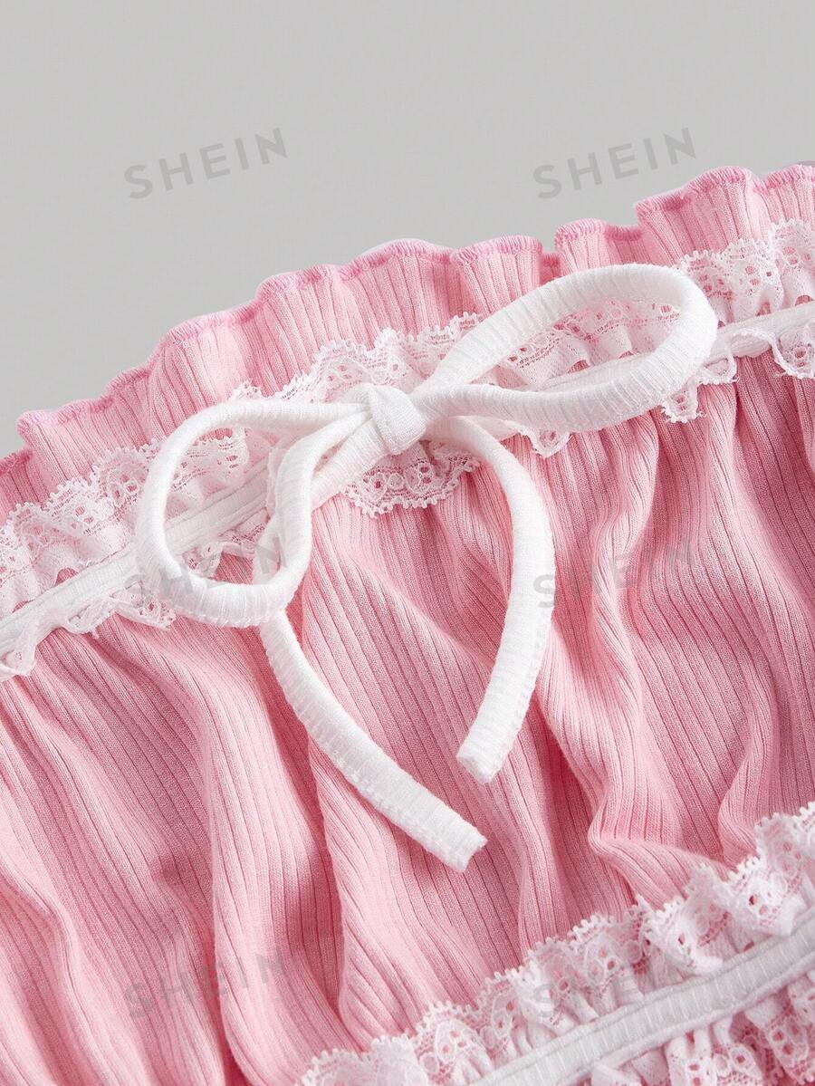 SHEIN MOD Top de Alça Rosa com Renda, Roupas de Verão para Mulheres ...