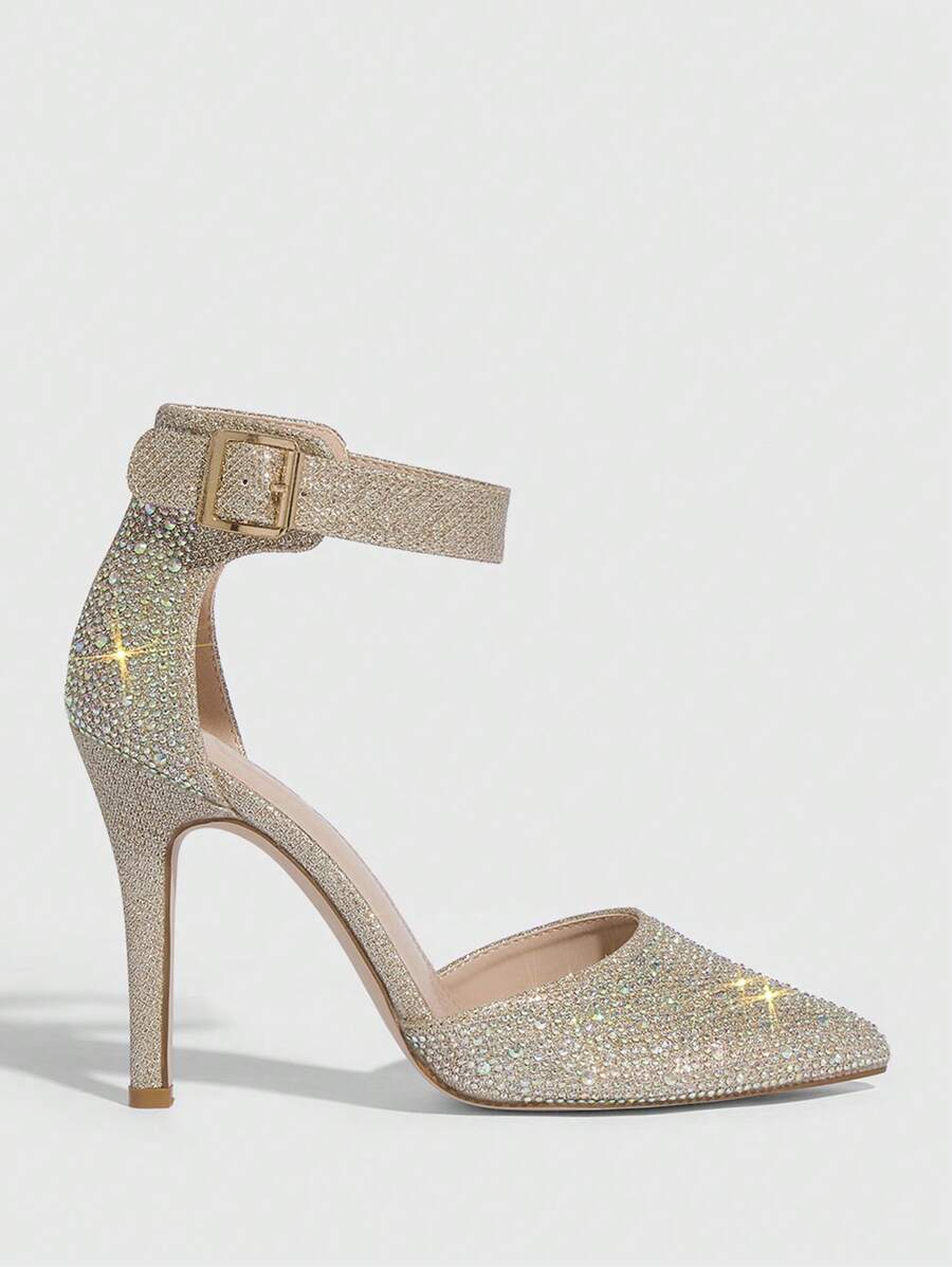 CUCCOO SZL Woman Shoes Gorgeous Rhinestone Decorated Ankle Strap High ...