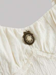 SHEIN MOD Cream Apricot Vintage Bodycon Mini Dress With Pleats, Court ...