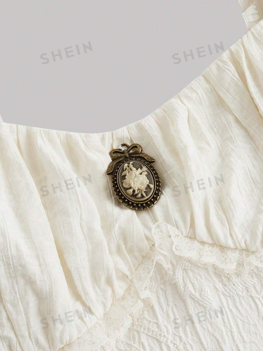 SHEIN MOD Cream Apricot Vintage Bodycon Mini Dress With Pleats, Court ...