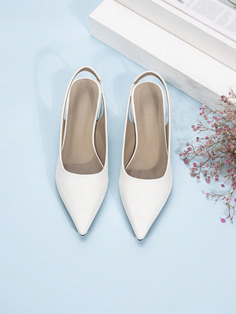 Women Single Shoes Pointed Toe Pumps With Chunky Heel And Hollow Out ...
