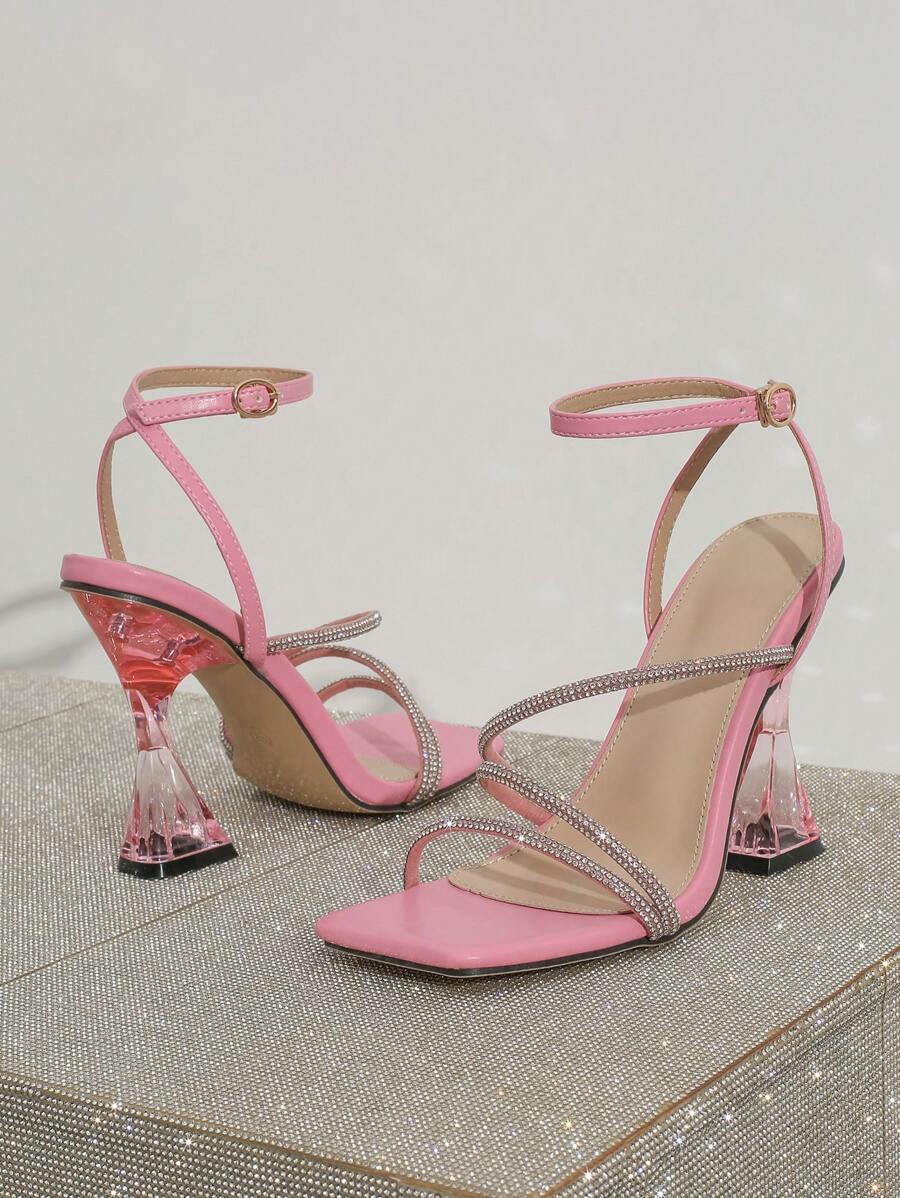 Square Toe Crystal Heel, Strappy Sexy And Elegant Fashion High Heel ...
