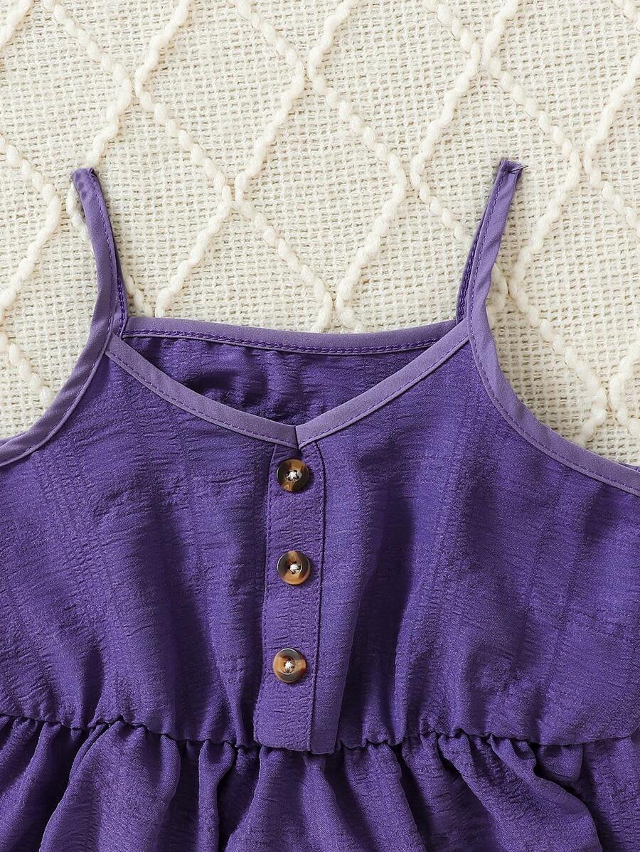 Baby Girls' Spring/Summer Casual Solid Color Sundress With Single ...