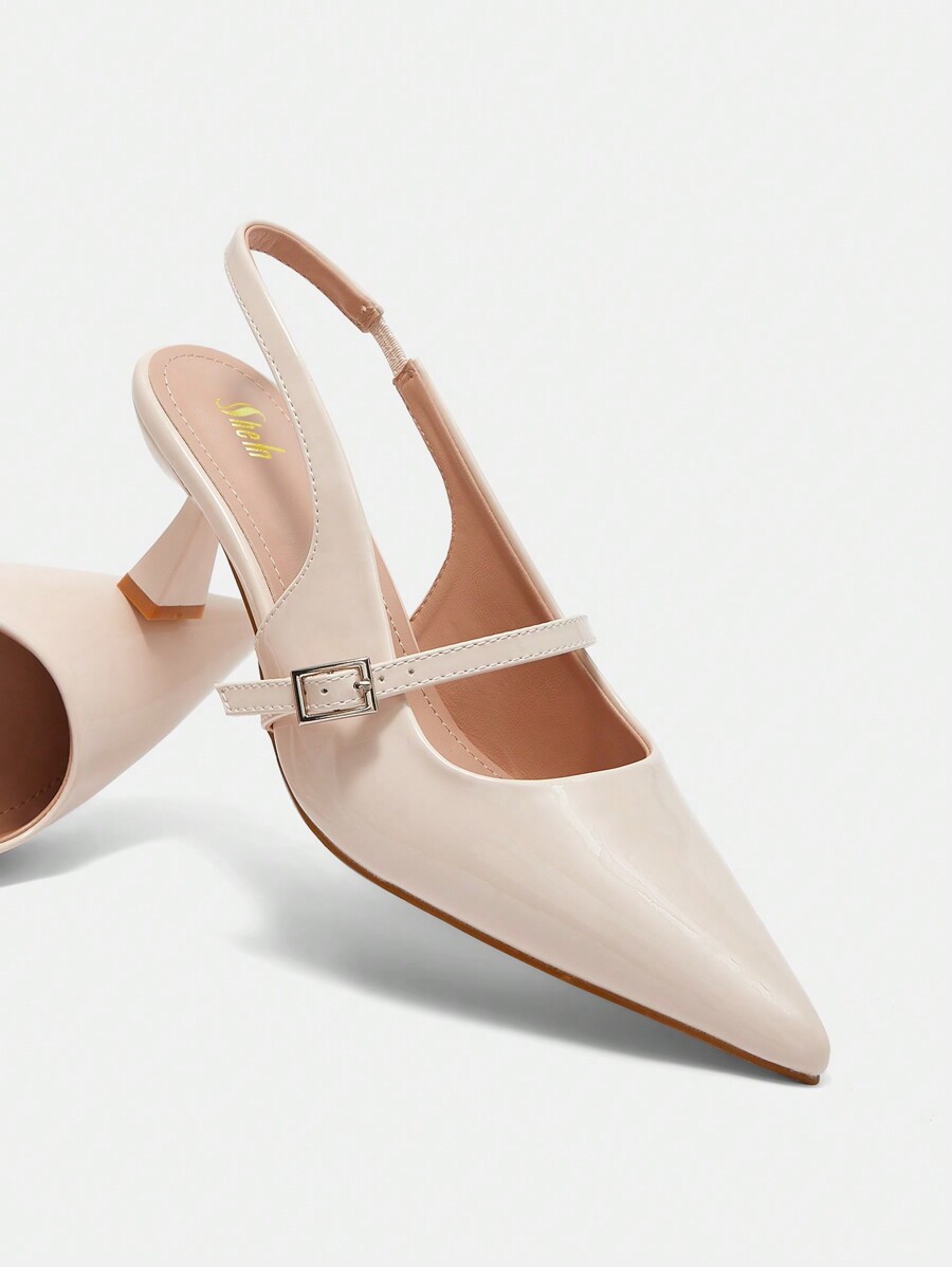 SHEIN BIZwear Women Nude Simple High-Heel Sandals, Graduation Heel ...