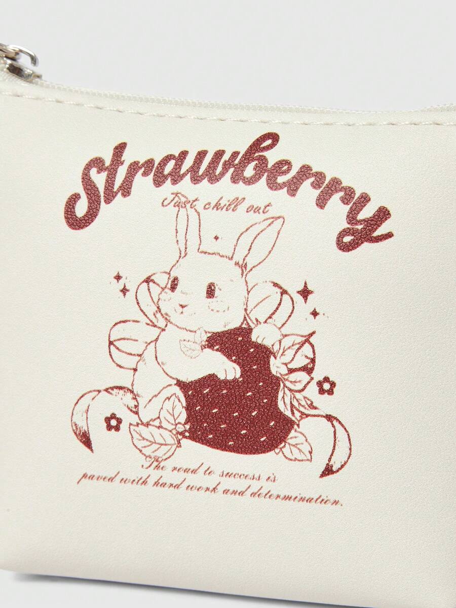 ROMWE Kawaii Cartoon Rabbit And Strawberry Coin Purse And Storage Bag ...