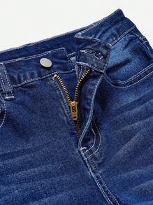 SHEIN Tween Boy Cat Whisker ontworpen casual denim shorts met rolzoom ...