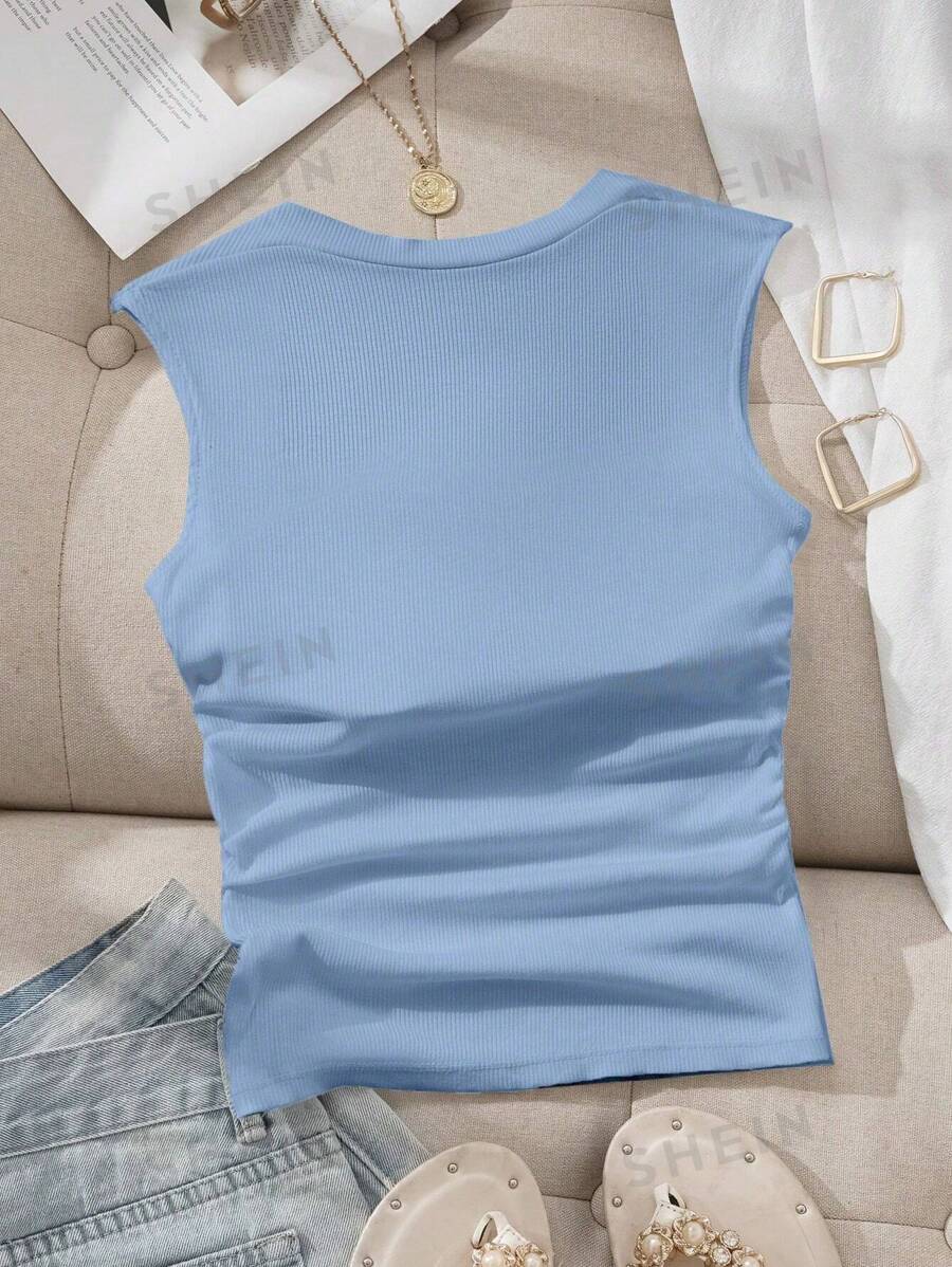 SHEIN EZwear Wireless Square Neck Slim Fit Women's Tank Top With ...