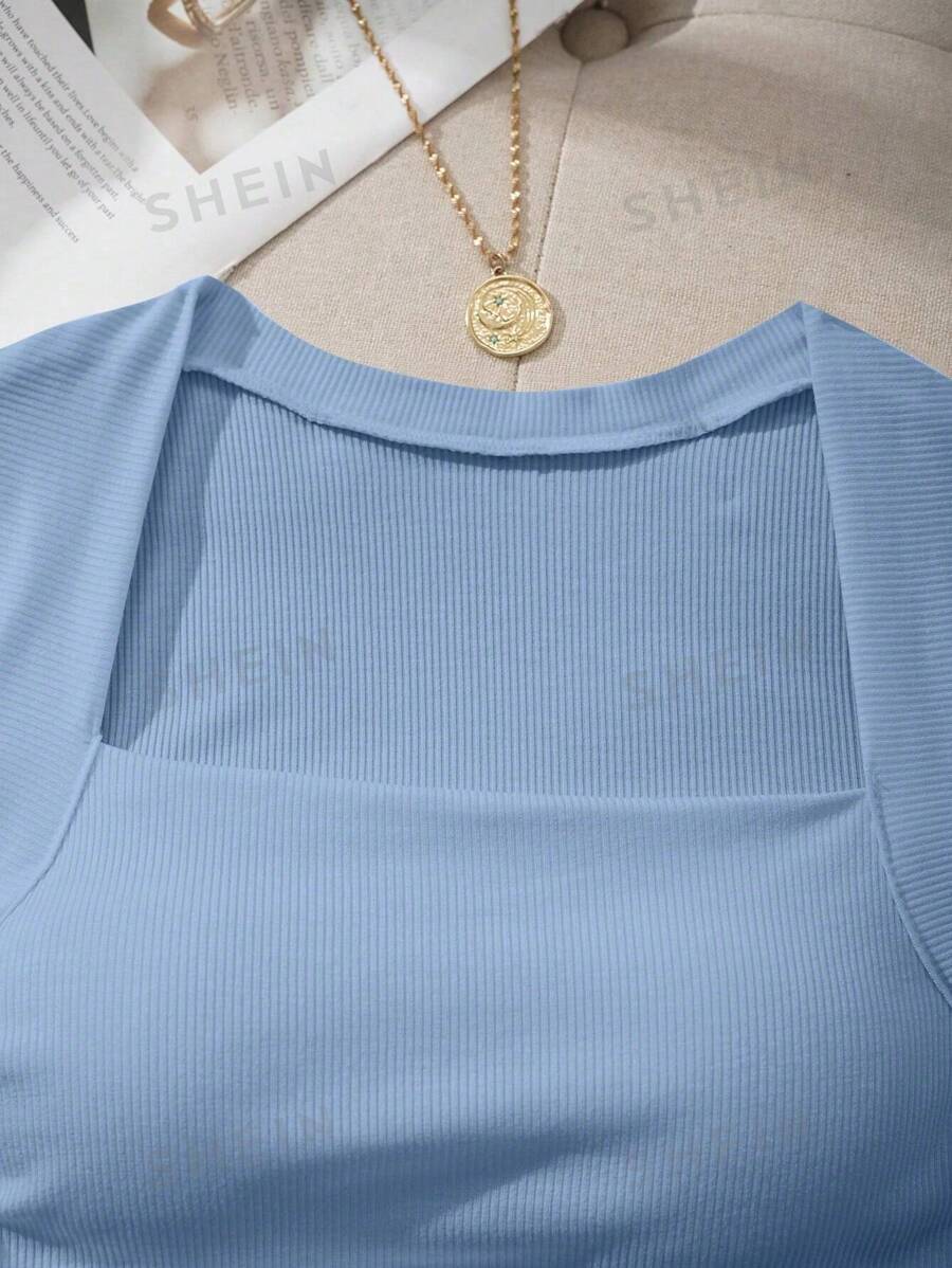 SHEIN EZwear Wireless Square Neck Slim Fit Women's Tank Top With ...