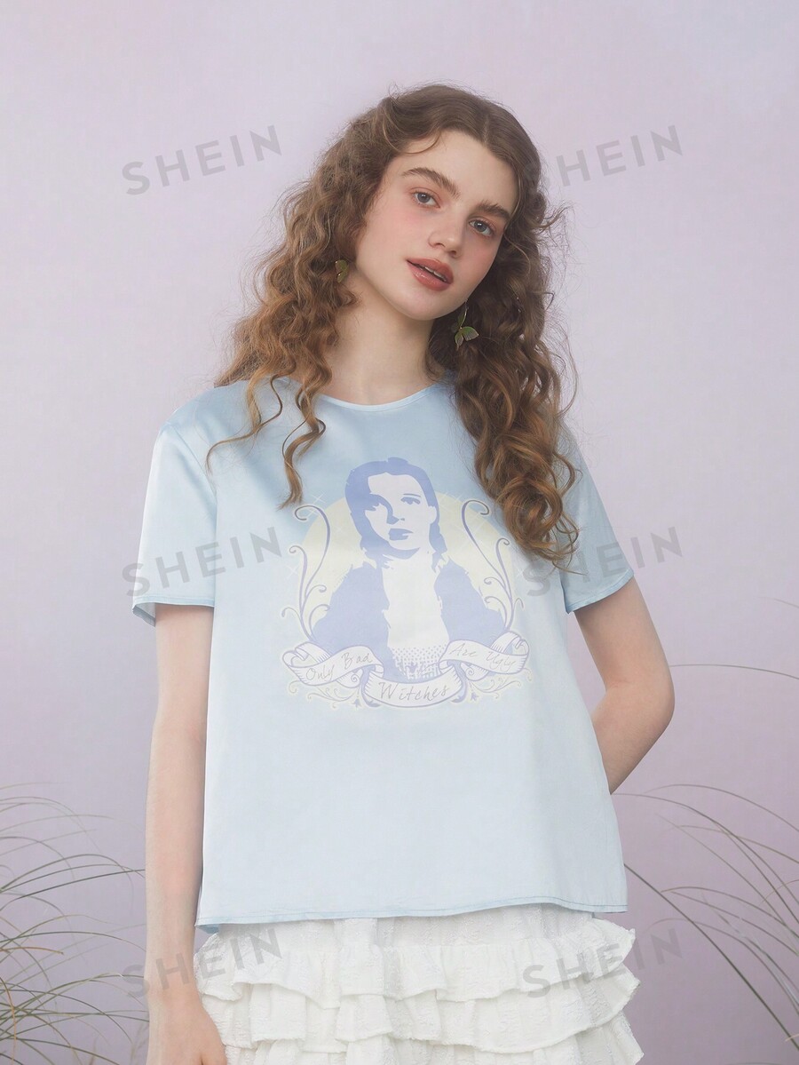 The Wizard of Oz X SHEIN Women's Character And Letter Printed Satin ...