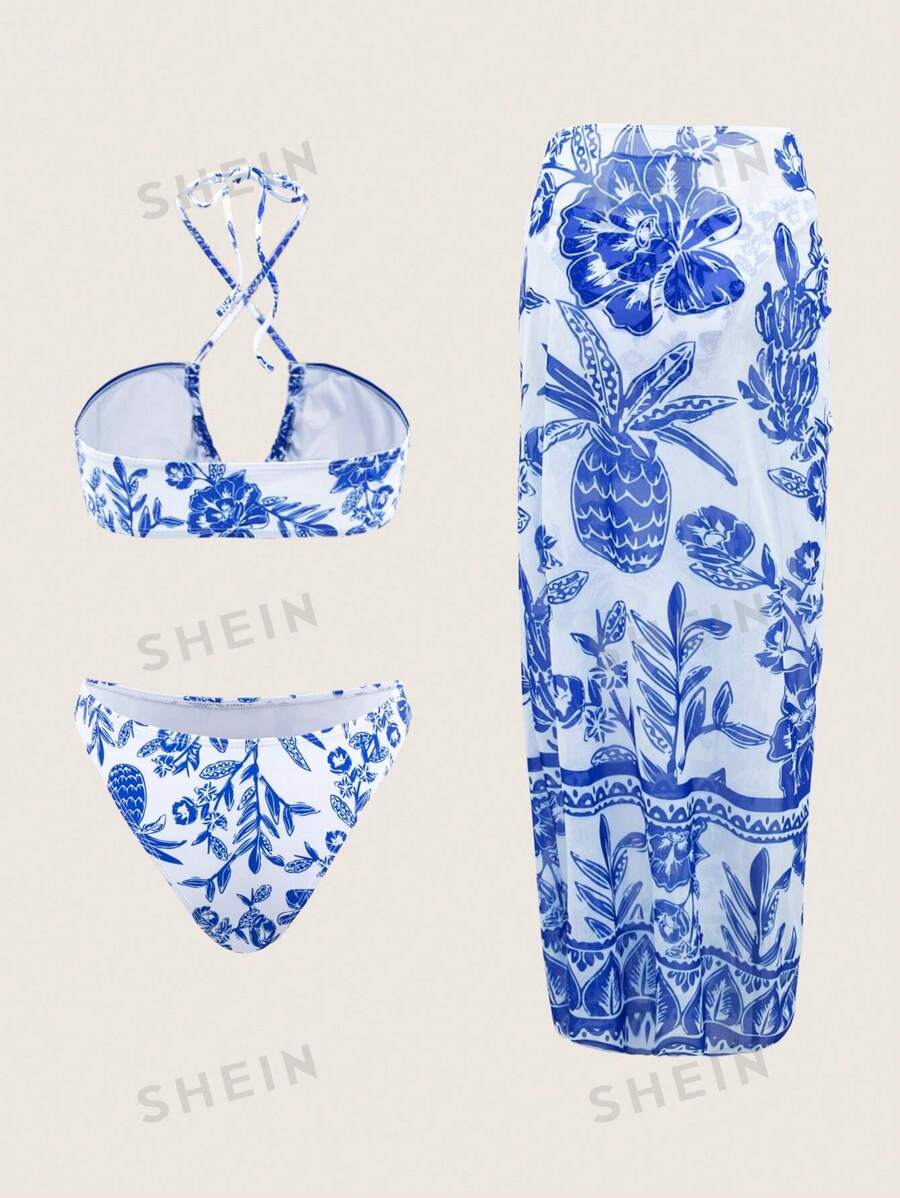 SHEIN Swim Oasis Dames badmode-set met plantenprint Willekeurige print ...