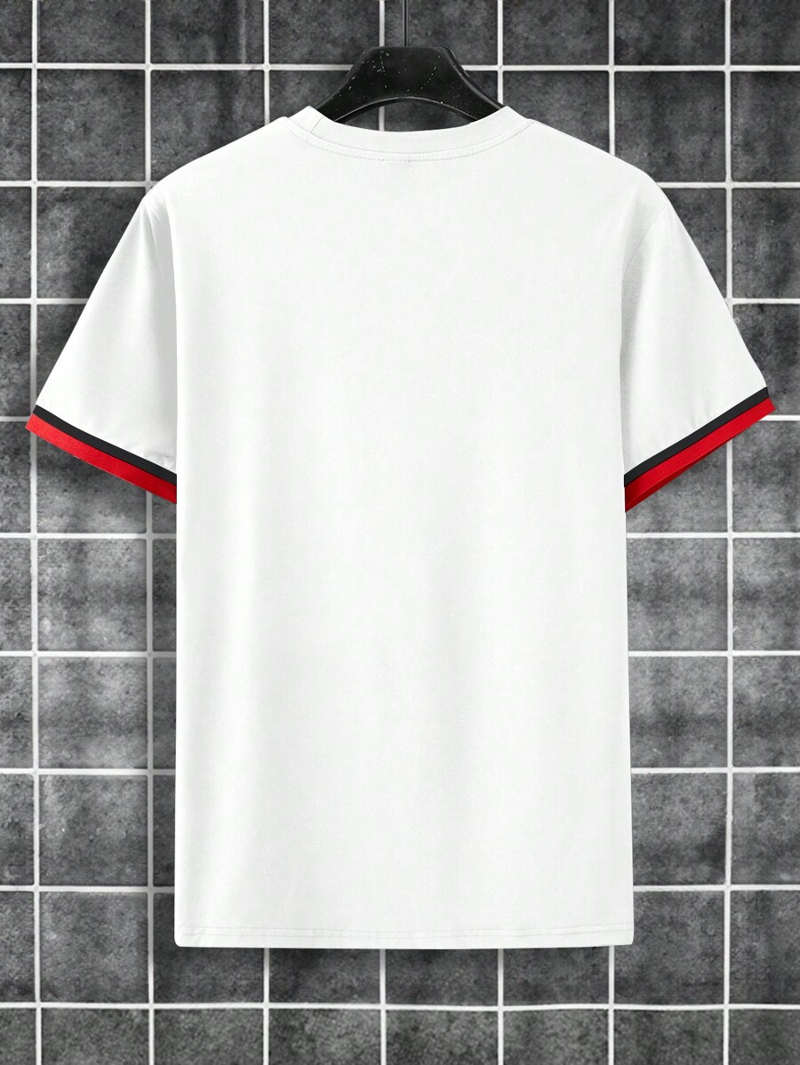 Manfinity Homme Men's Business Casual, INS-Style Pairing: A White Round-Neck Short-Sleeved T ...