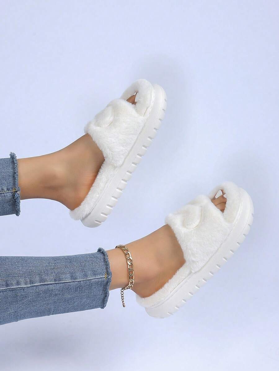 Mother's Day EVA Classic Elegant White Women's Slippers With Plush ...