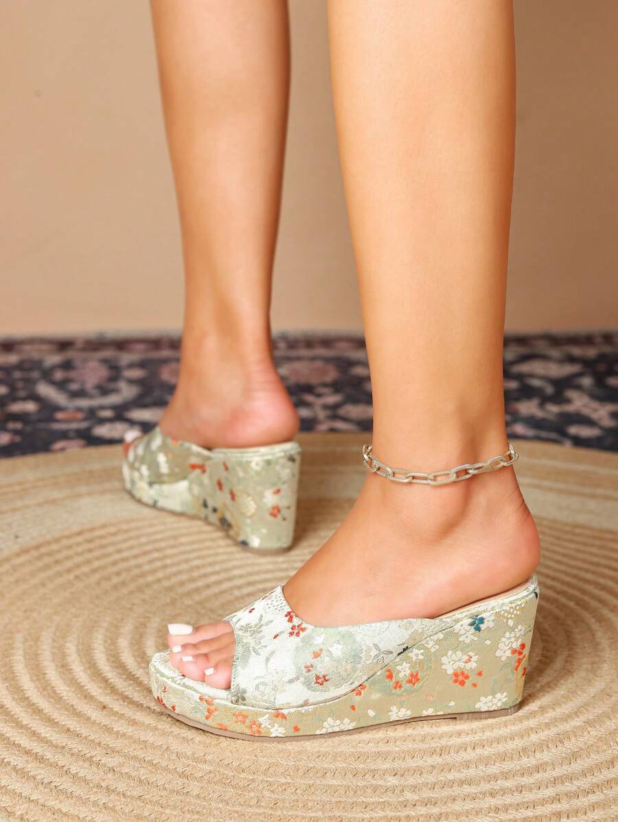 Embroidered Beautiful Waterproof Women's Summer Platform Wedge Sandals ...