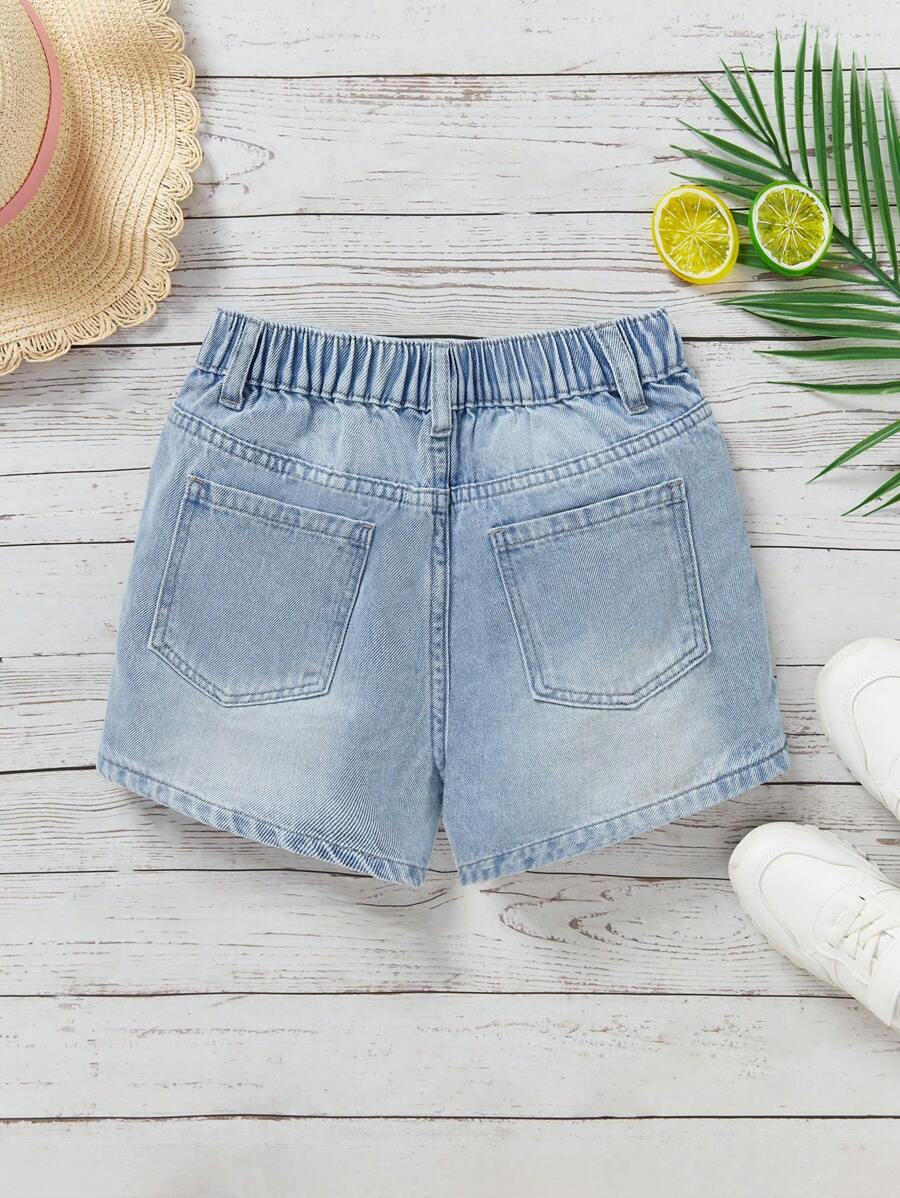 Tween Girl Embroidered Denim Shorts | SHEIN UK