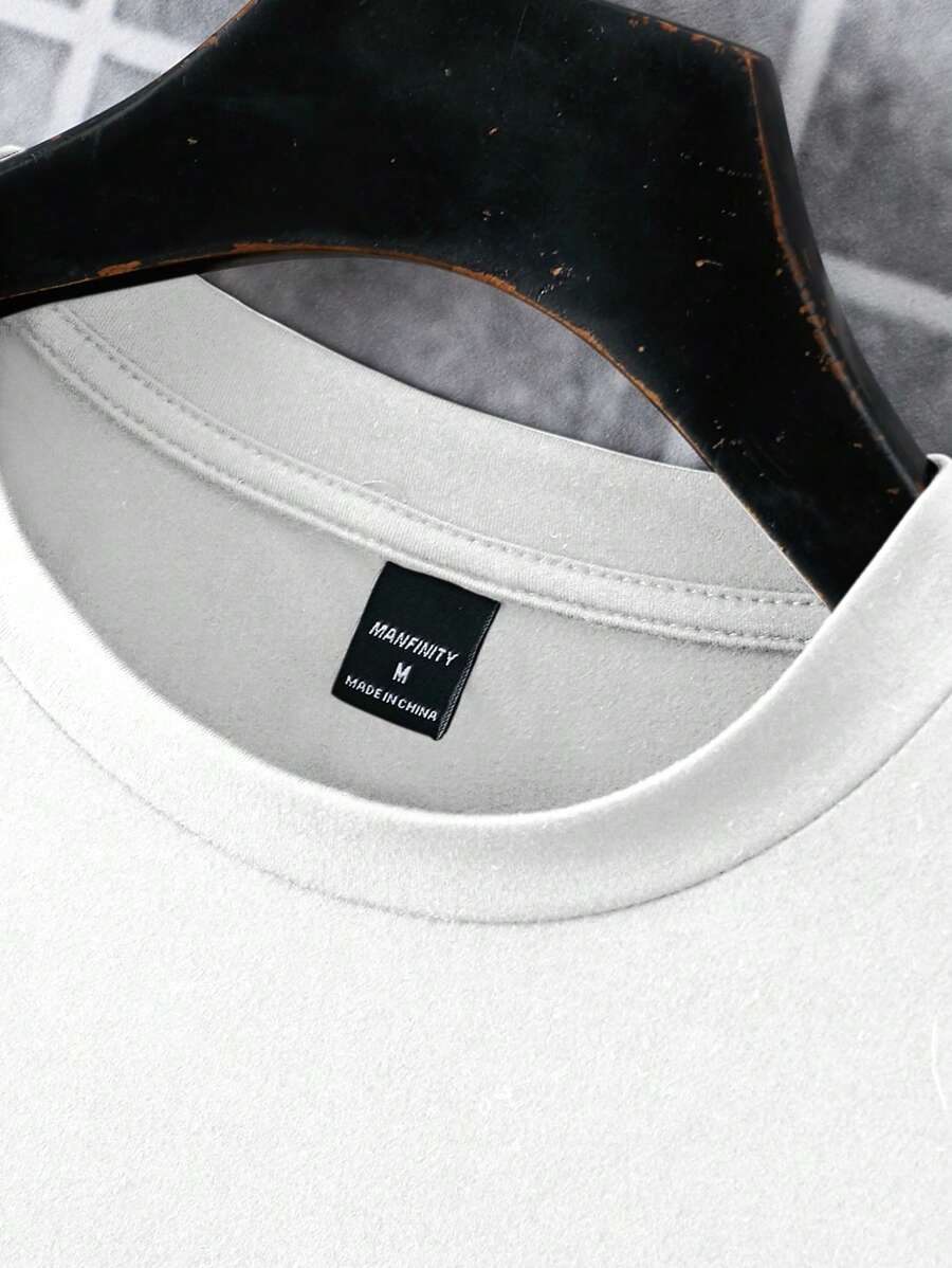 Manfinity Homme Men's Business Casual, INS-Style Pairing: A White Round-Neck Short-Sleeved T ...