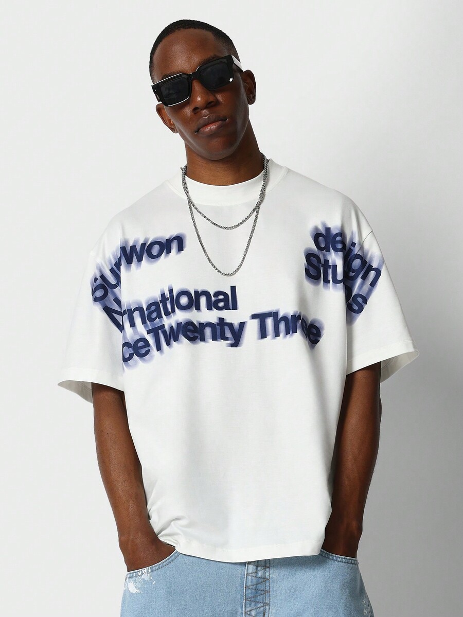 SUMWON Tee With Blur Graphic Print For Daily Wear College Ready | SHEIN ...