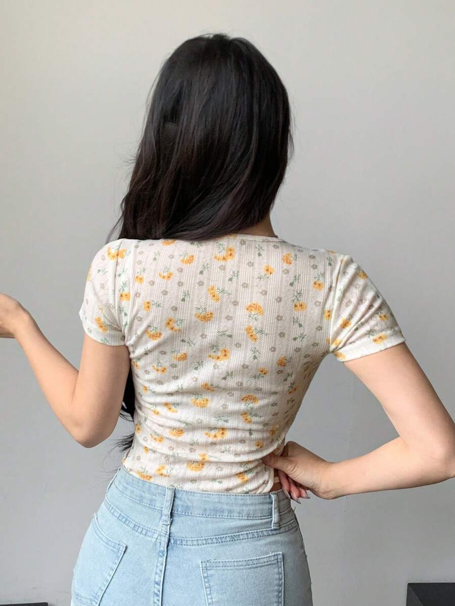 DAZY Women's Allover Print Short Sleeve Bodysuit | SHEIN UK