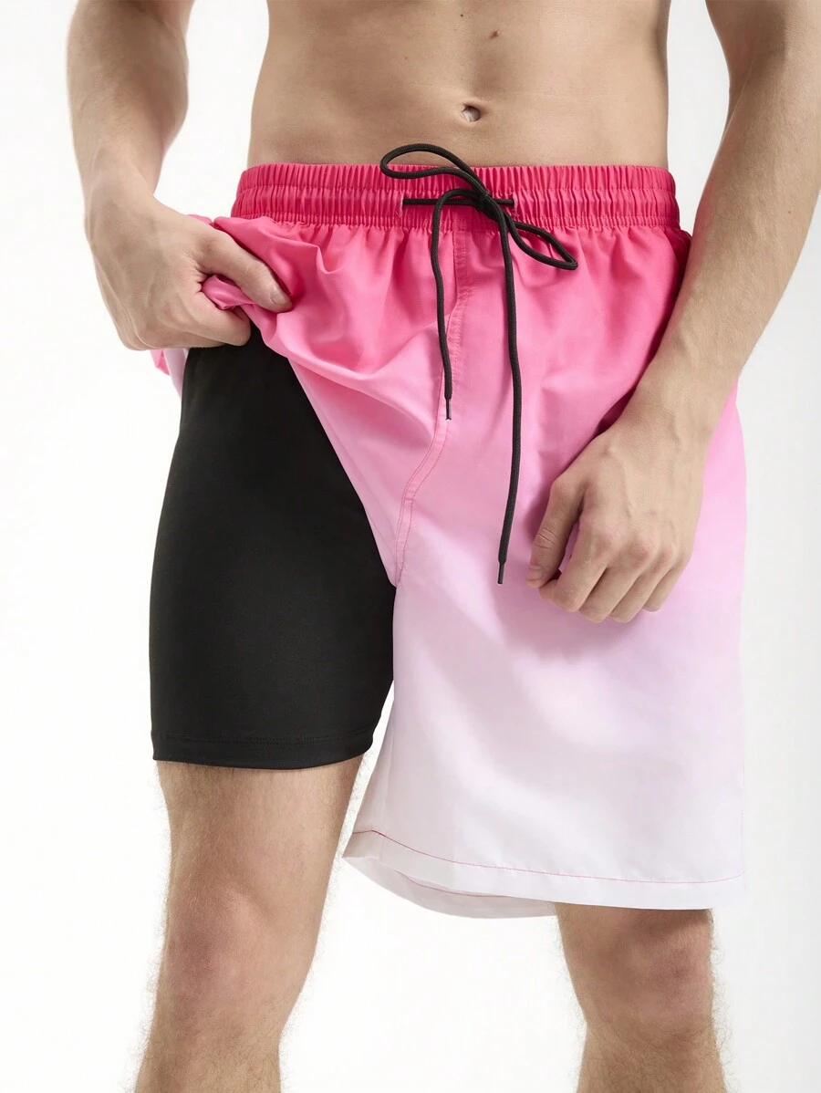 Manfinity Men Gradient Color Simple Style Daily Wear Swim Briefs ...