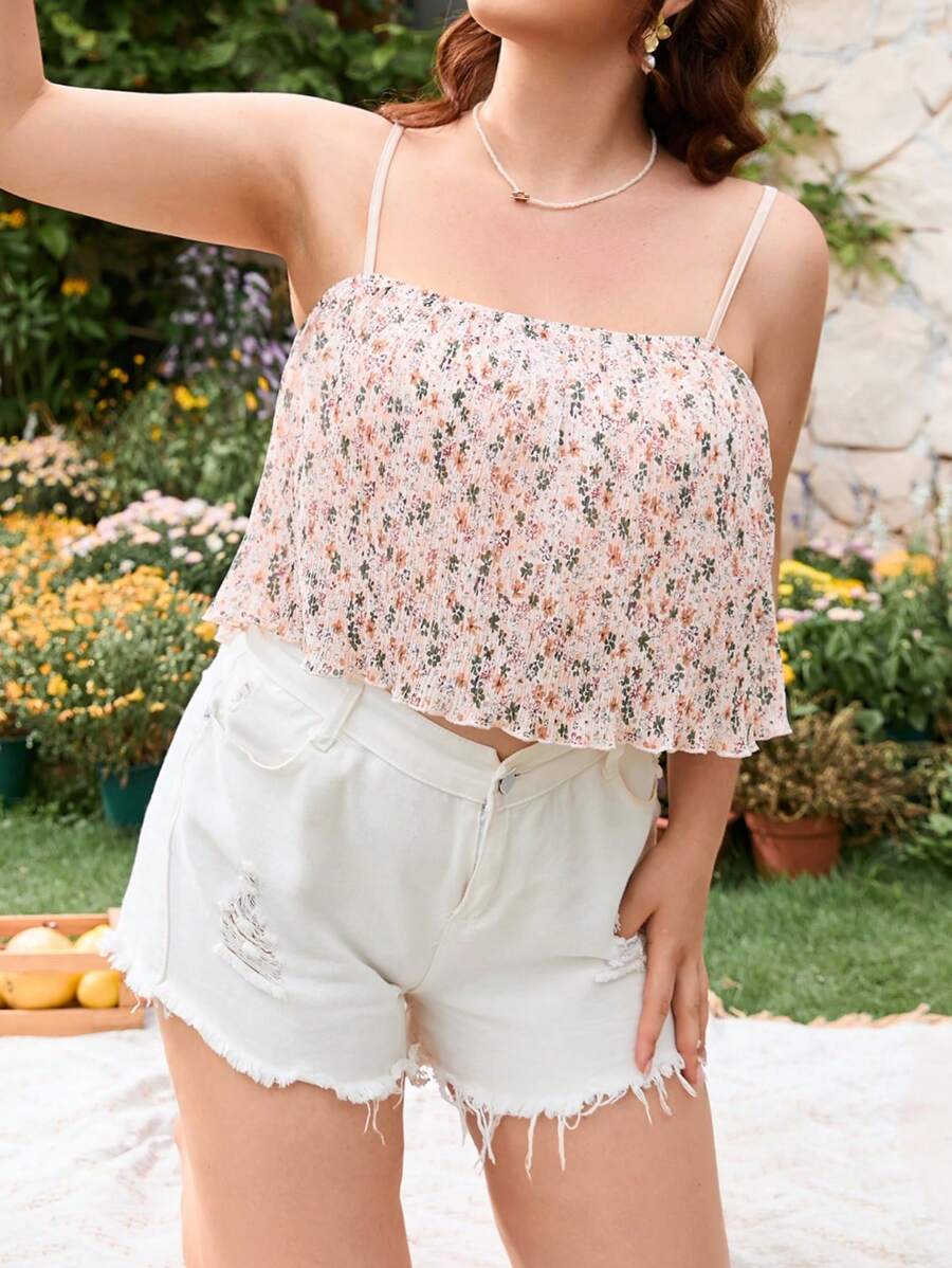 Dreamara Plus-Size Women Ditsy Floral Texture Adjustable Halter Neck ...