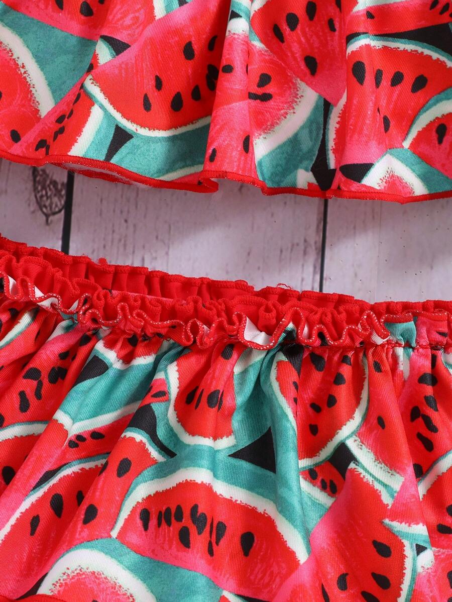 SHEIN Knitted Baby Girl Watermelon Swimsuit Set For Summer With ...