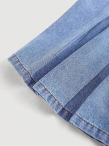 SHEIN Girlism Tween Girl Spring Summer Washed Pleated Baggy Straight ...