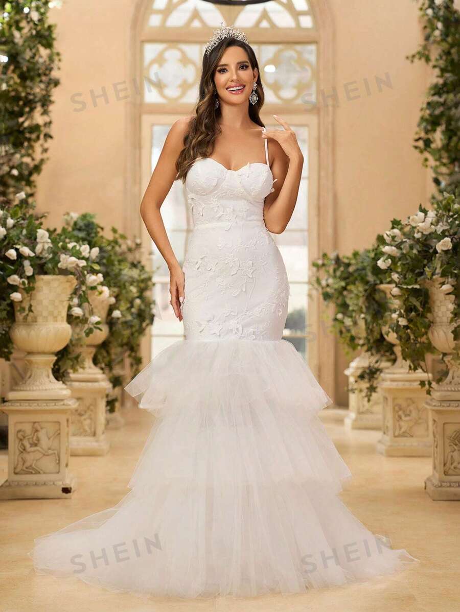 SHEIN Belle Elegant, Gorgeous And Cute White Sexy Shoulderless Lace ...