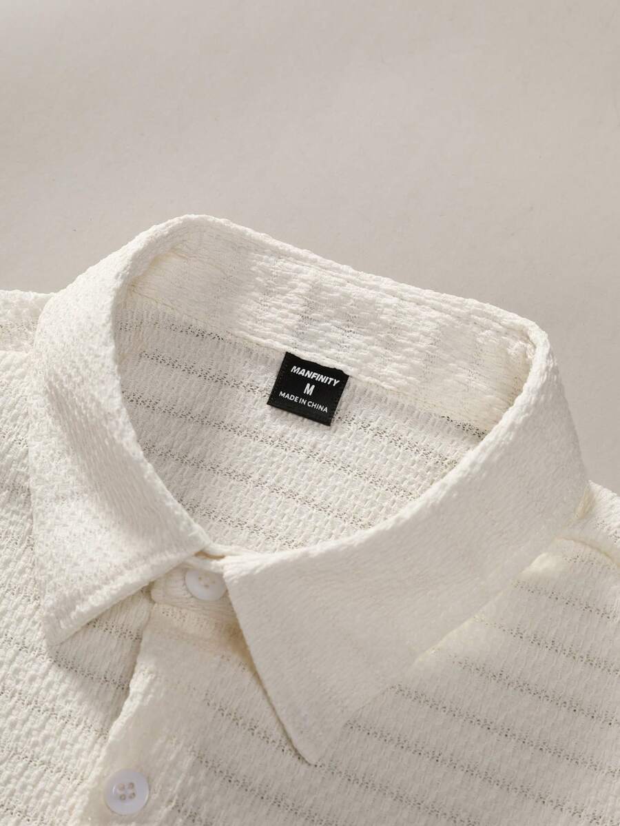 Manfinity Homme Men Solid Color Short Sleeve Texture Casual Shirt In ...