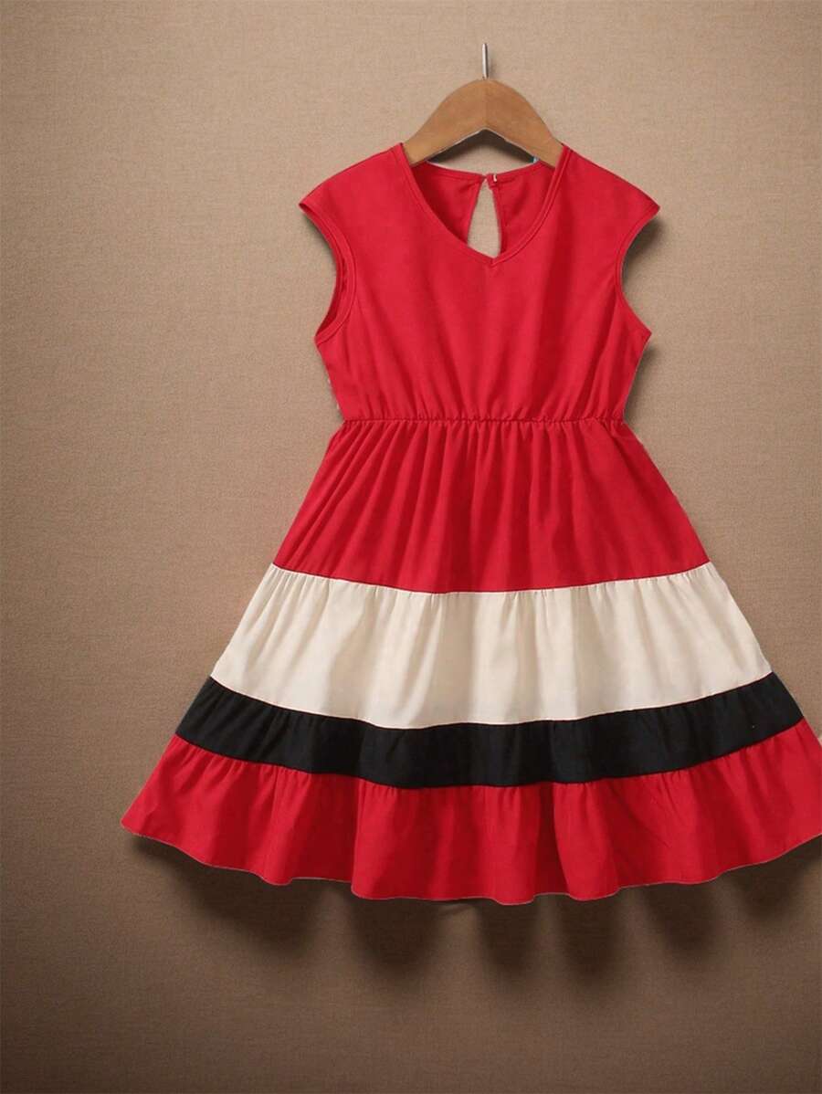 SHEIN Robe Jeune Fille À Col En V Et Bloc De Couleur | Mode en ligne ...