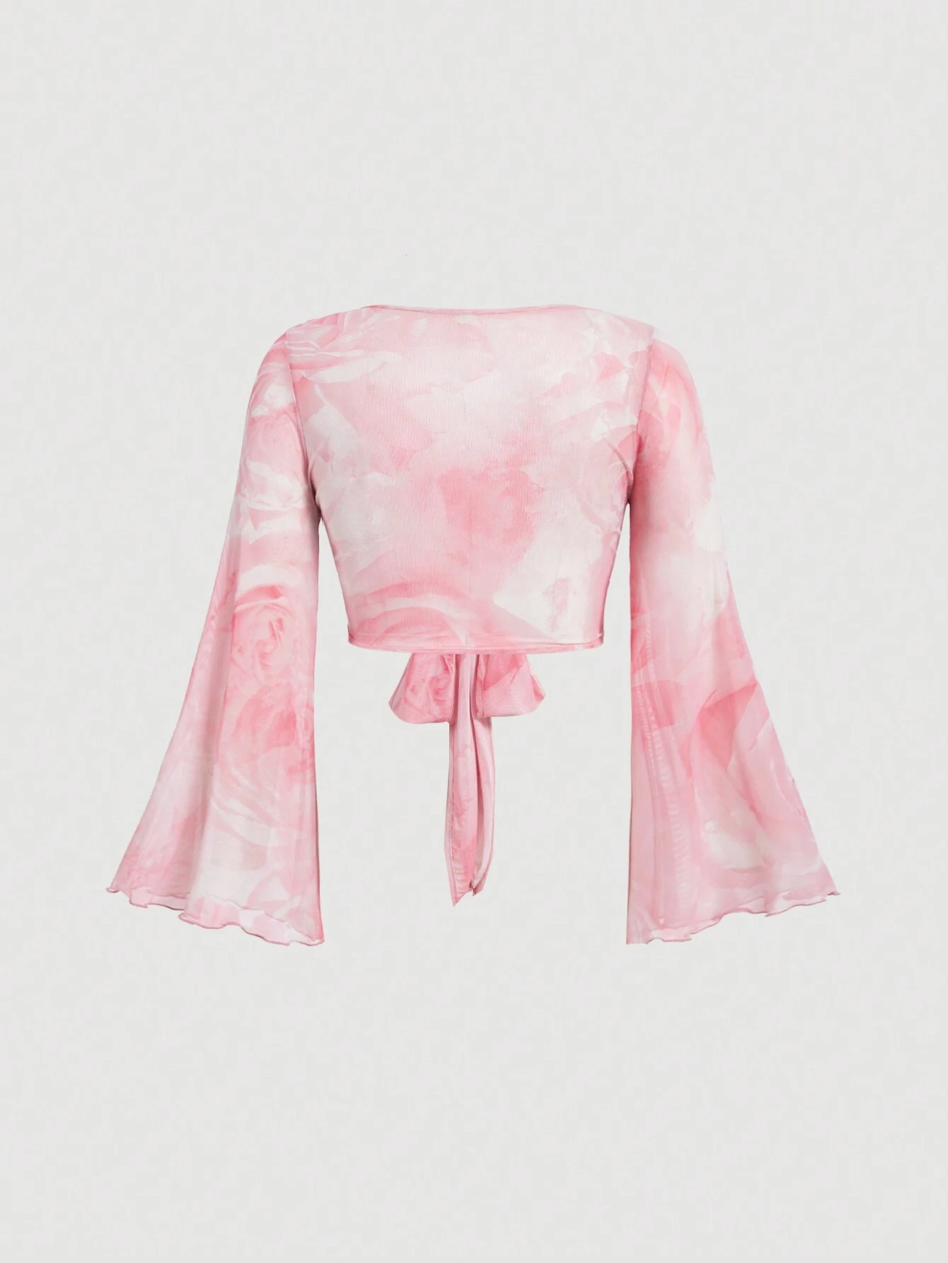 SHEIN MOD Plus Size Summer Crop Tie-Dye Mesh Top With Flower Knot ...