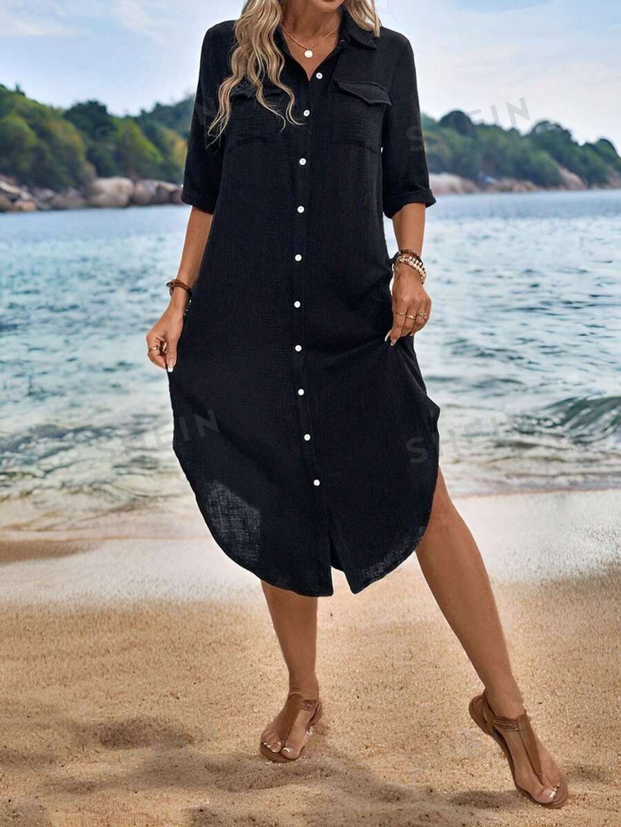 SHEIN LUNE Long Women Shirt Made With Traceable Cotton | SHEIN UK