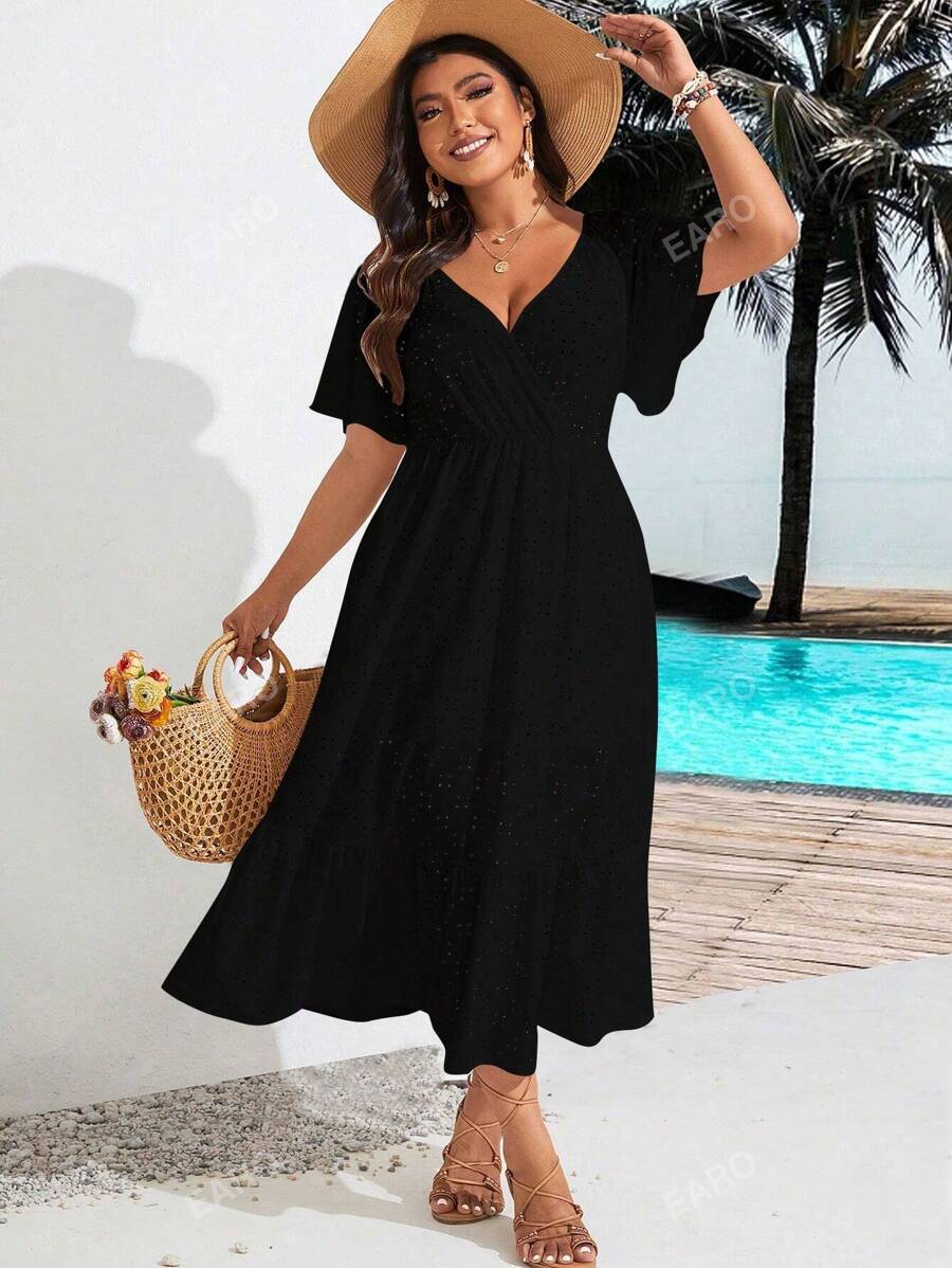 Robe quotidienne simple à manches courtes pour femmes de grande taille ...