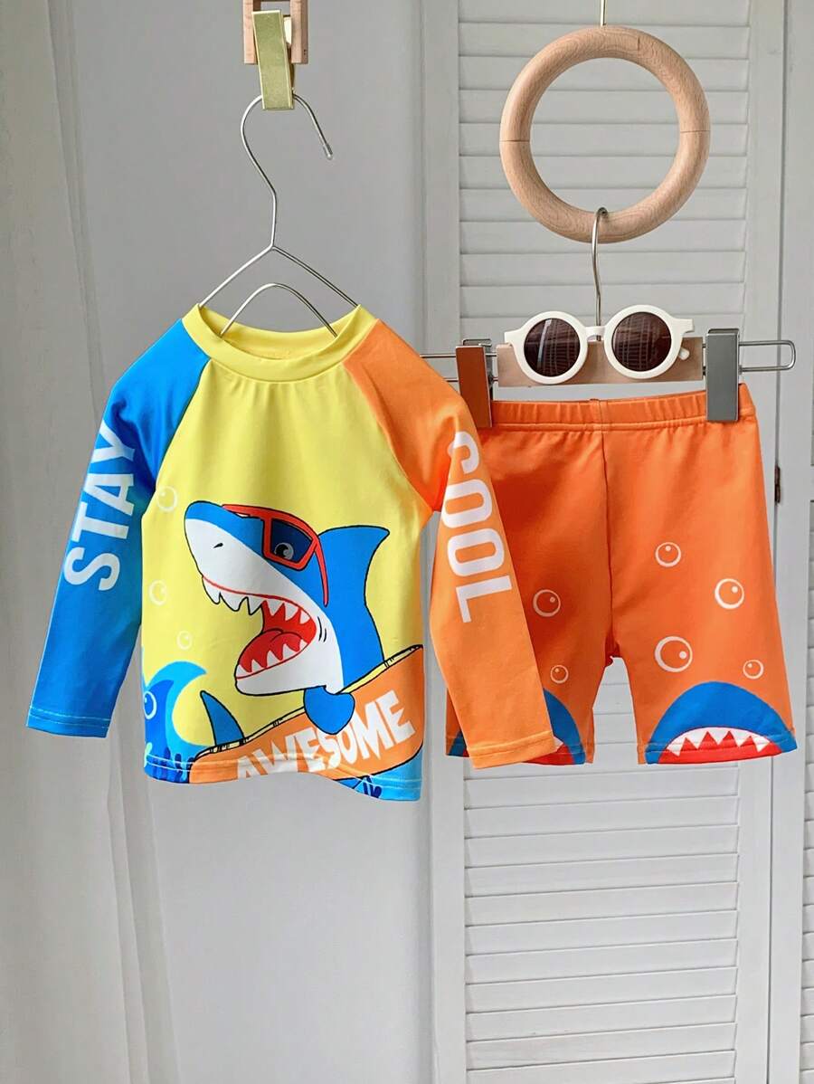 SHEIN Baby Boy And Girl Cute Long Sleeve Rash Guard Swimwear And Swim ...