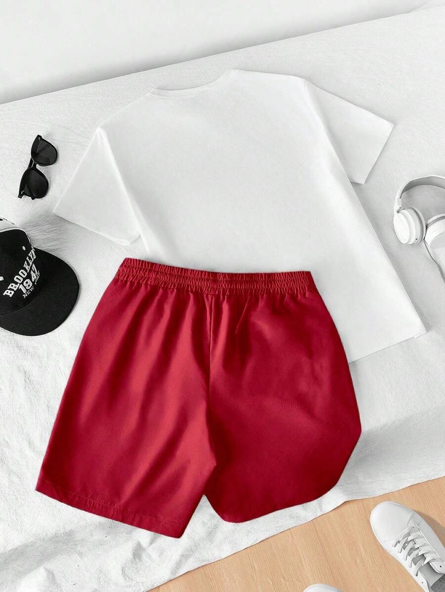 Manfinity EMRG Ensemble de t-shirt blanc et rouge pour homme en tricot ...