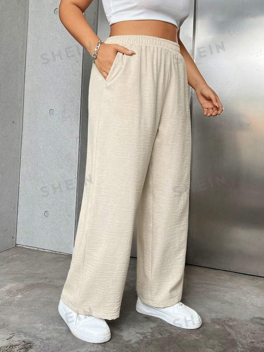 Shein Ezwear Sommerhose In Große Größen Mit Weitem Bein Und Einfarbigem