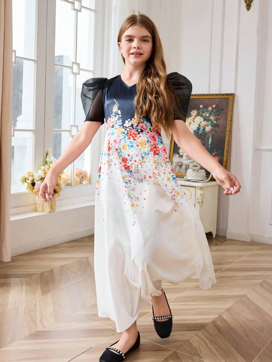 SHEIN Vestido de verano para niña preadolescente con estampado floral ...