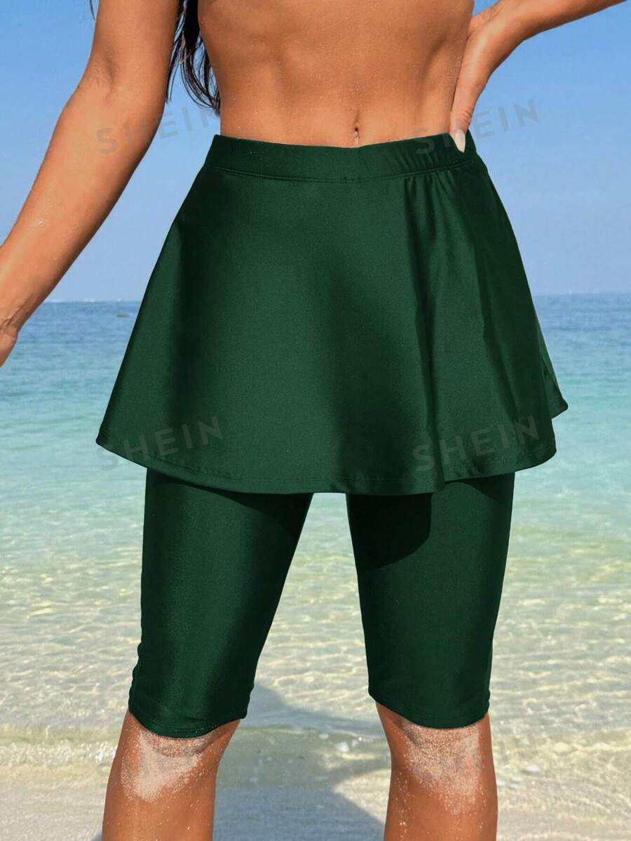 SHEIN Swim Mulvari Ladies' Solid Color Beach Vacation Swimwear Bottom ...