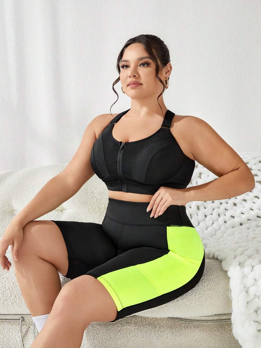 SHEIN Sport Studio Plus Size Fluorescent Sports Shorts, Streetwear ...